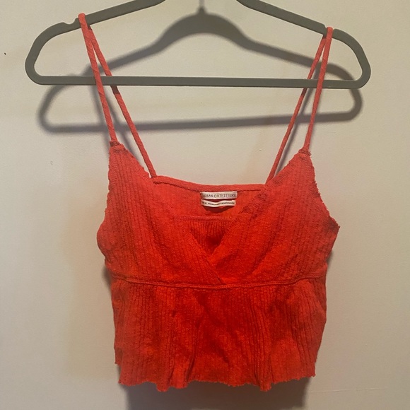 Urban Outfitters | Tops | Urban Outfitters Red Flowy Crop Top | Poshmark